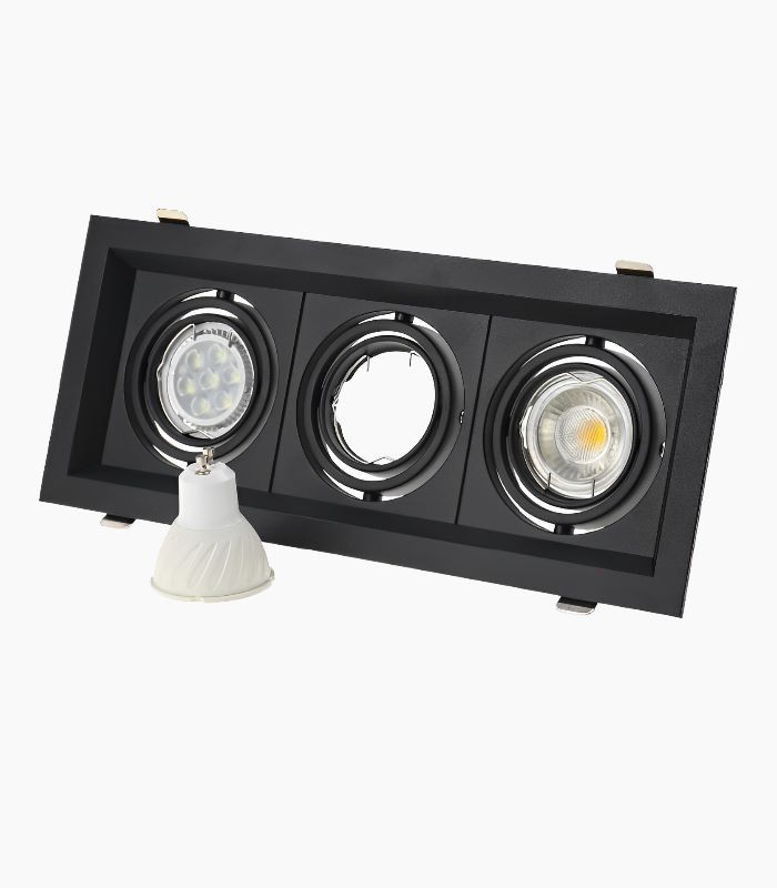 Mini Cardan GU10 Triple Negro - AtrapatuLED